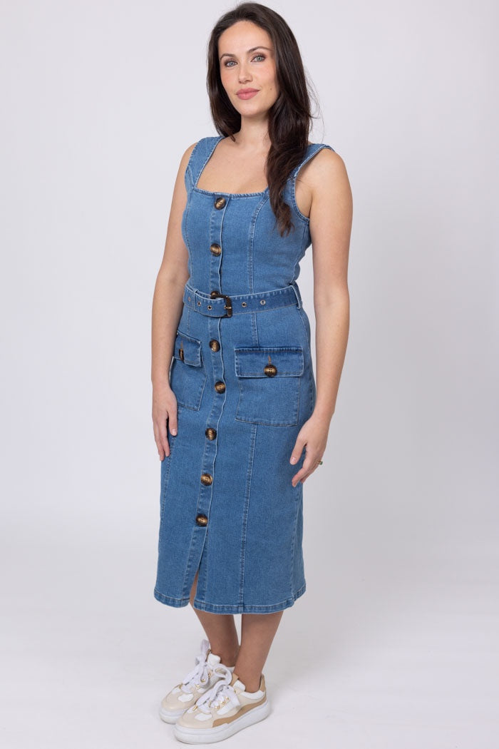 MANDY DENIM MIDI DRESS
